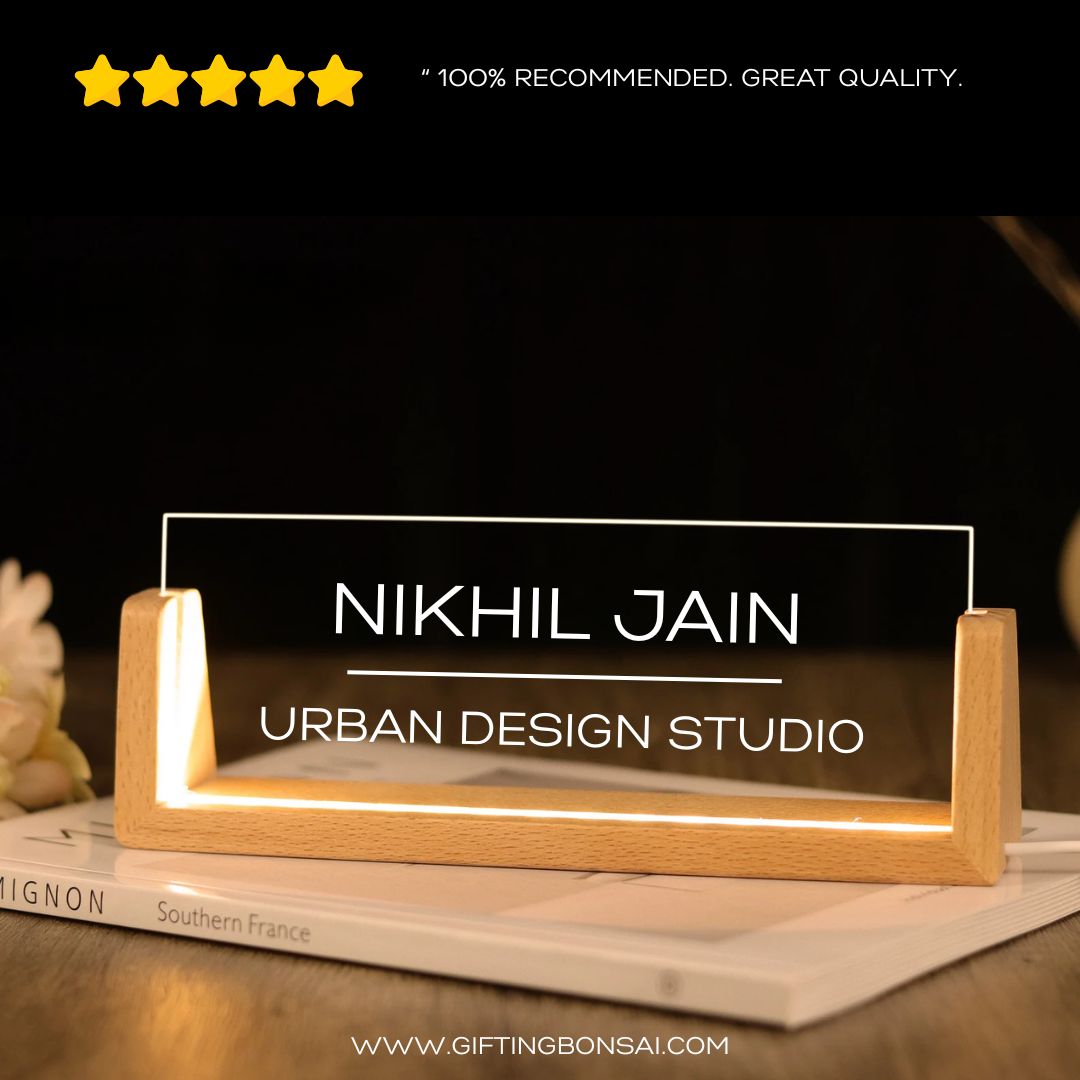 Desk Name Plate With LED Light. – Gifting Bonsai