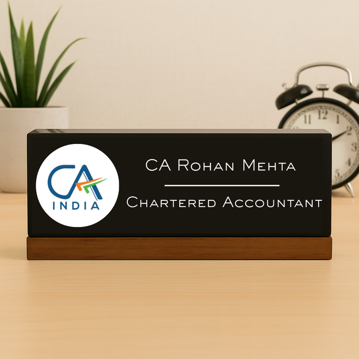 Executive Desk Name Plate for Chartered Accountant – Gifting Bonsai